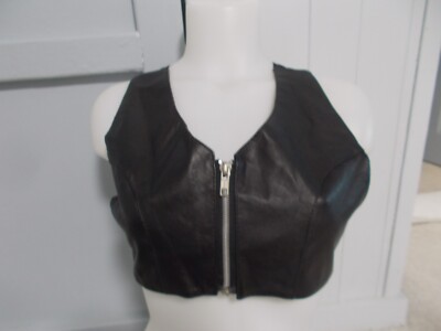 Genuine~Leather~Halter Top~Crop Top~Black~Old Stock~Sizes~Harley Rider ...