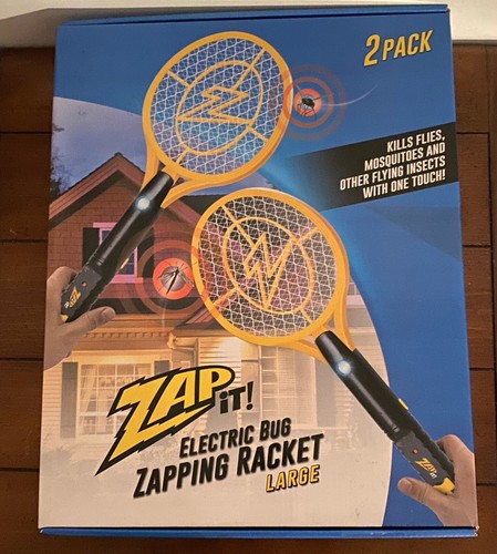 ZAP IT! Large 2 Pack BUG ZAPPER Rackets USB RECHARGEABLE NEW MINT IN ...