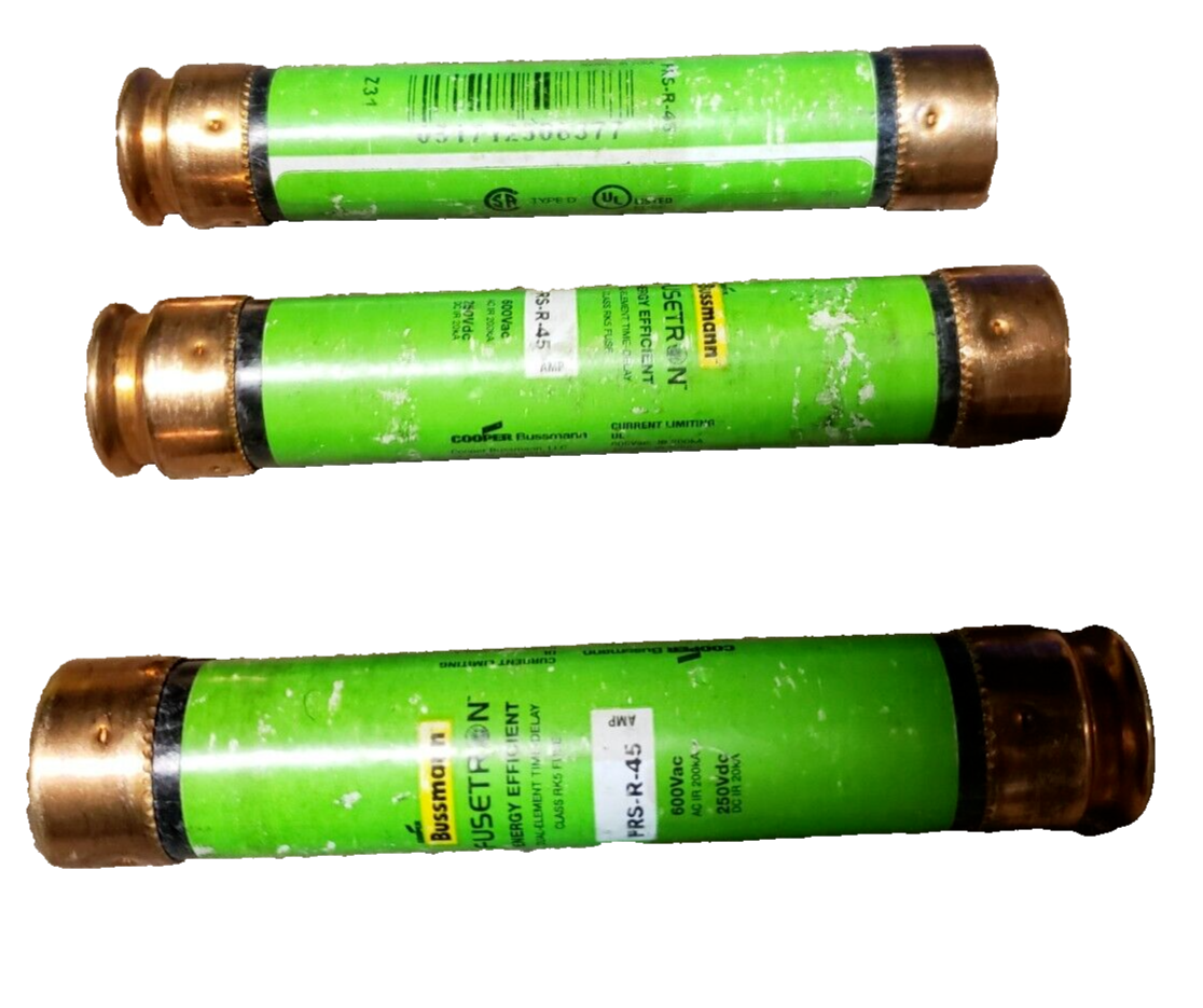 (Lot of 3) Bussmann FRS-R-45 Fusetron 45 Amp Dual Element Time-Delay ...