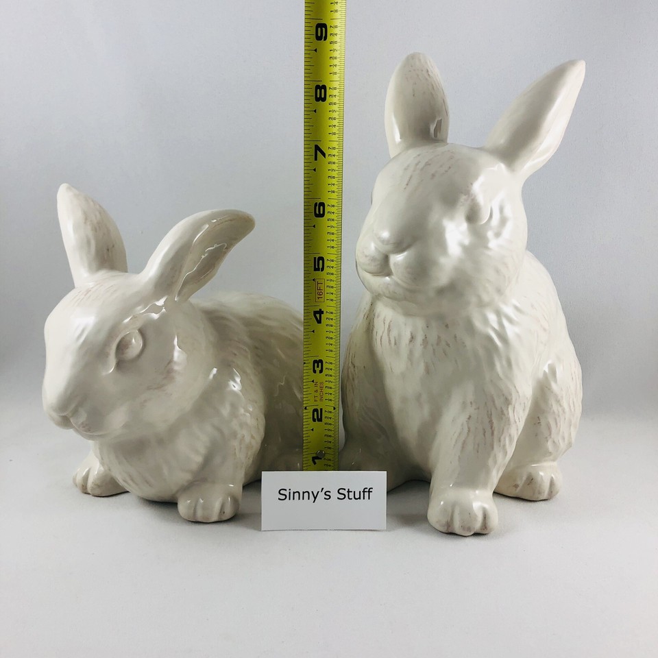 Set of 2 Threshold Easter 2023 Bunny Rabbit Figures Cream Ceramic Med ...