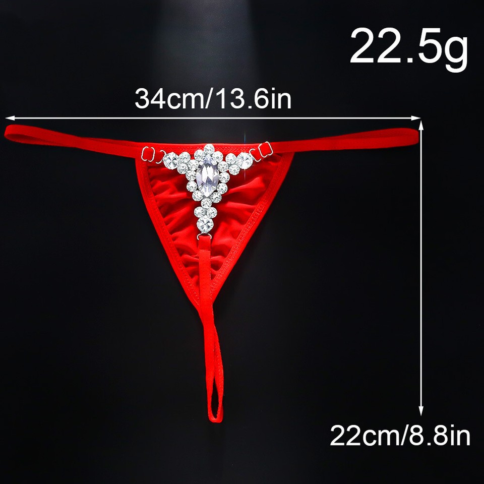 Women Thong Pants Rhinestone Floral G-strings Body chain Beach ...