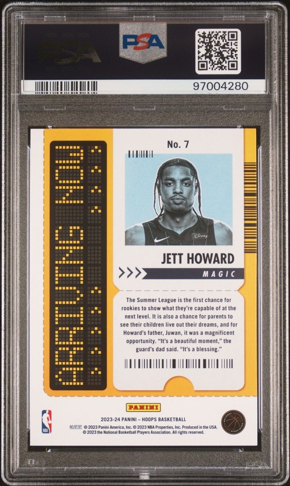 2023 Panini NBA Hoops Jett Howard (RC) Arriving Now Card #7 PSA GEM MT ...