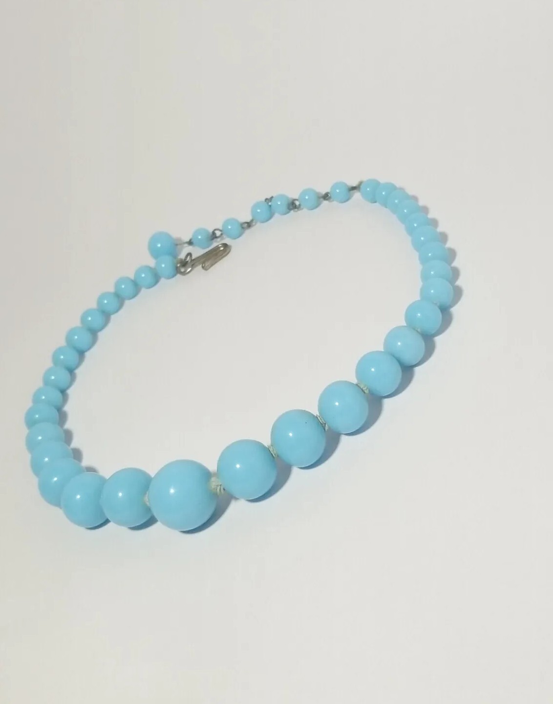 Vintage Baby Blue Graduated Glass Round Bead strand 1… - Gem