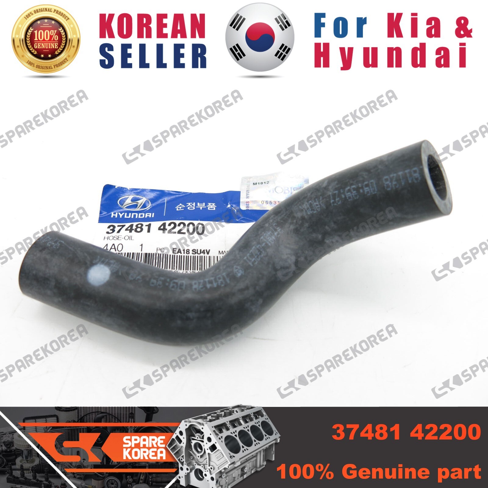 Genuine/OEM 3748142200 HOSE-OIL for Hyundai Starex 97 | eBay