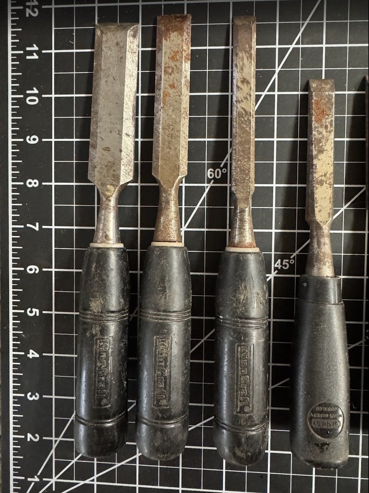 Lot of 12 Vintage Chisels – Black Handles | Craftsman, Stanley ...