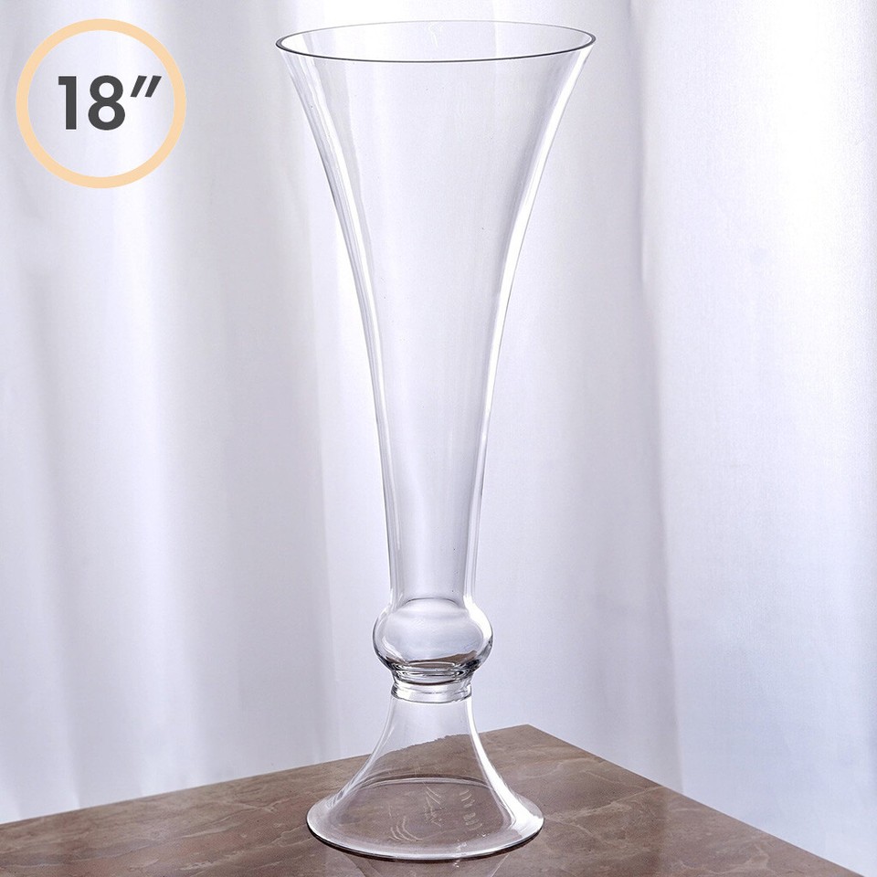 18" tall Clear Glass Trumpet Centerpiece Vases Wedding Party Home ...