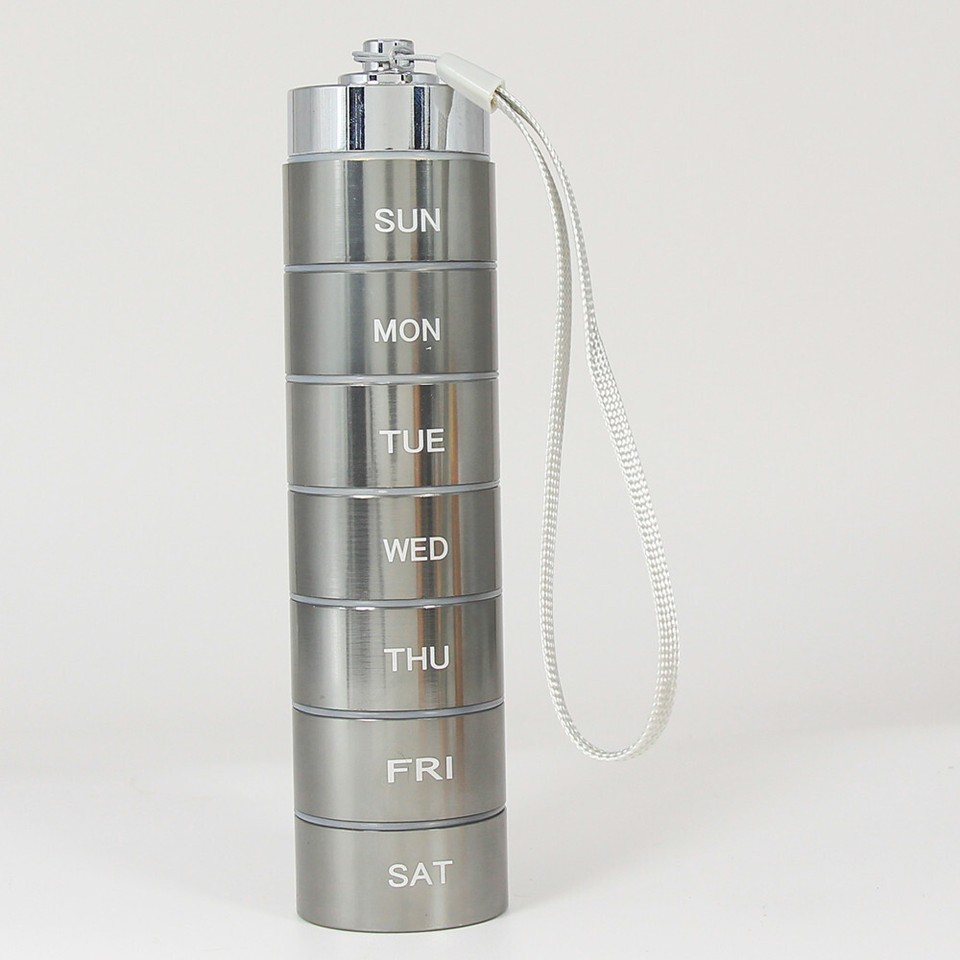 Pill Box Metal Medicine Dispenser Case Weekly Tablet Organizer ...