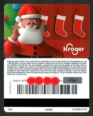 KROGER Santa Claus ( 2021 ) Gift Card ( $0 ) | eBay