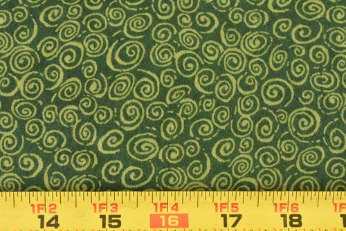 22" Long, Olive Swirls on Green Flannel, Quilters' Holiday, E45 | eBay