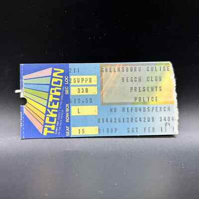 1984 POLICE CONCERT TICKET STUB, FEB 11 1984, GREENSBORO COLISEUM | eBay