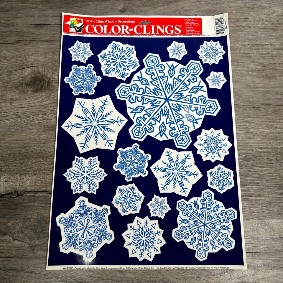 Vintage Christmas Winter Window Color Clings 12"x15" New Old Stock You ...