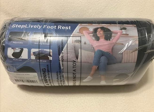 Footrest for Under Desk, Step Lively Black Foot Rest, Washable Cover ...