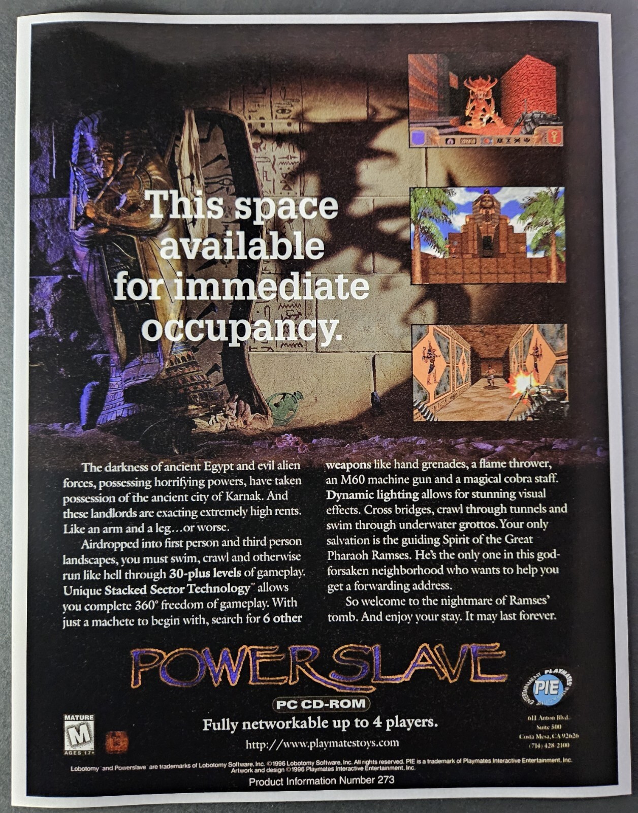 PowerSlave Exhumed Playstation 1 PS1 Sega Saturn PC Game Promo Ad Print ...
