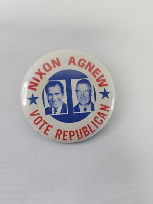 VTG Nixon Agnew Vote Republican Pin Button Pinback 1968 Presidential ...