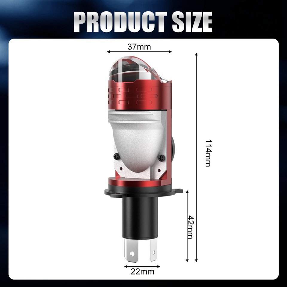 H4 Mini Bi-LED Projector Dual Lens LED Headlight Bulb Hi-Low 30000LM ...