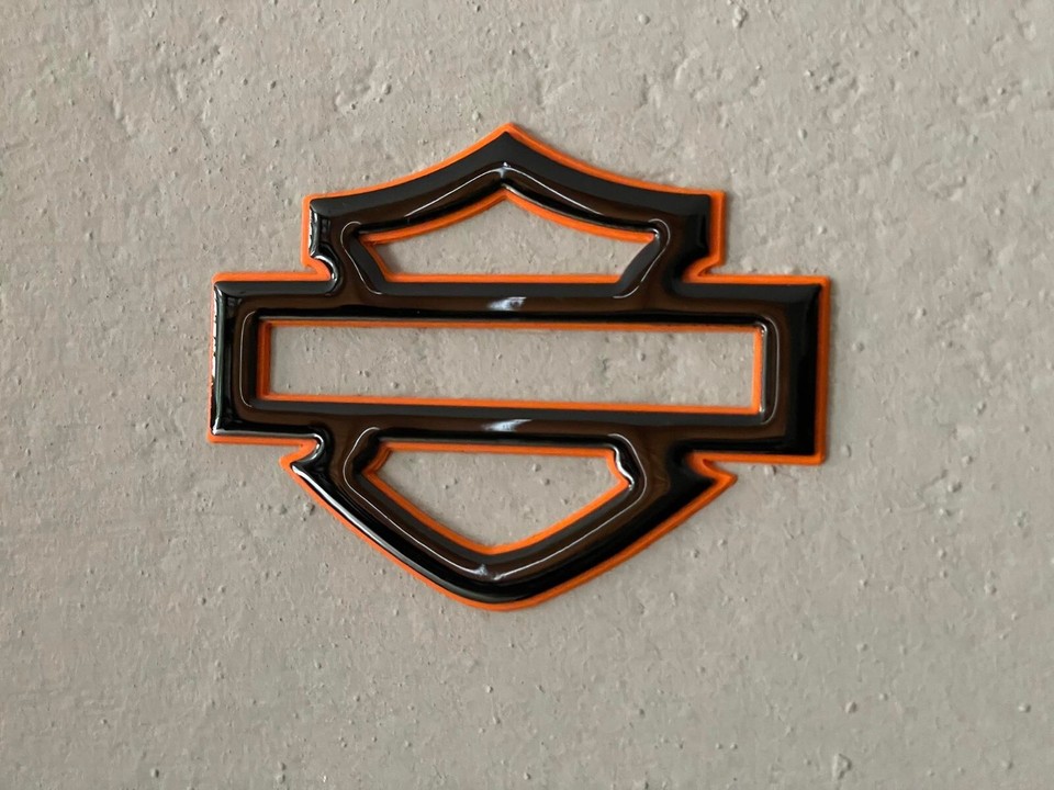 Harley Davidson Emblems 2 pcs ORANGE&BLACK Puffy Custom CVO Fuel Tank ...