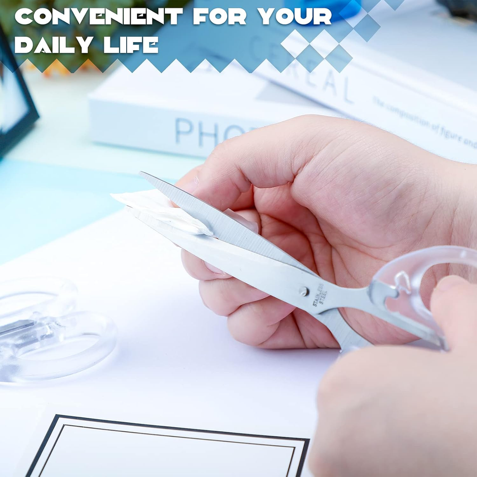 3 Pieces 6.3 Inches Acrylic Scissors Clear Silver Scissors Fabric ...
