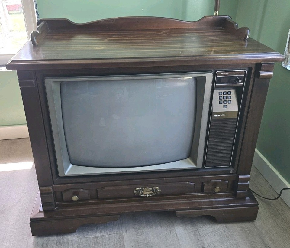 Vintage RCA XL-100 Television Wooden Console On Casters 1980's | eBay