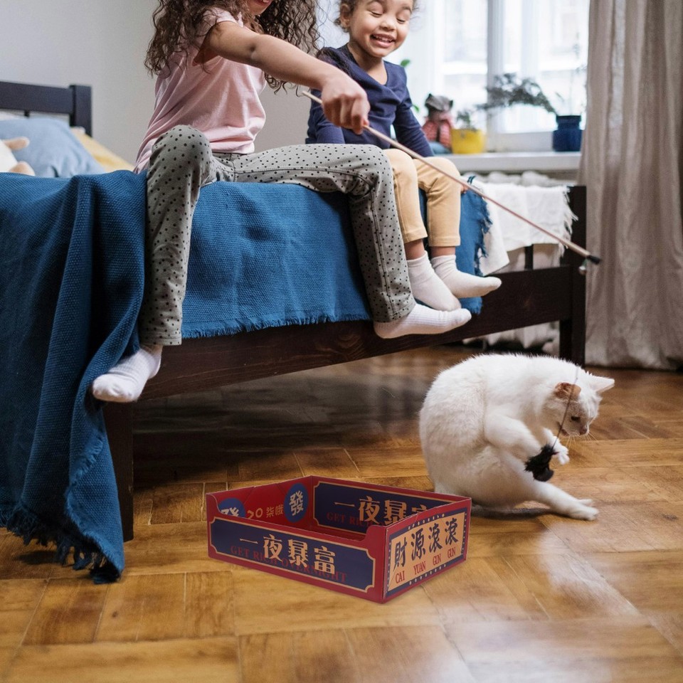 Cat Litter Box Corrugated Paper Foldable Litter Box Non-Enclosed Cat ...