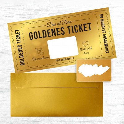 Ticket Scratch Card With Envelope Scratch Off Ticket Surprise Gift ...