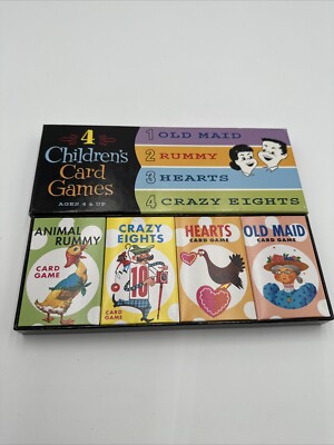 THINKFUN 4 Children's Card Games Rummy Hearts Old Maid Crazy Eights NEW ...