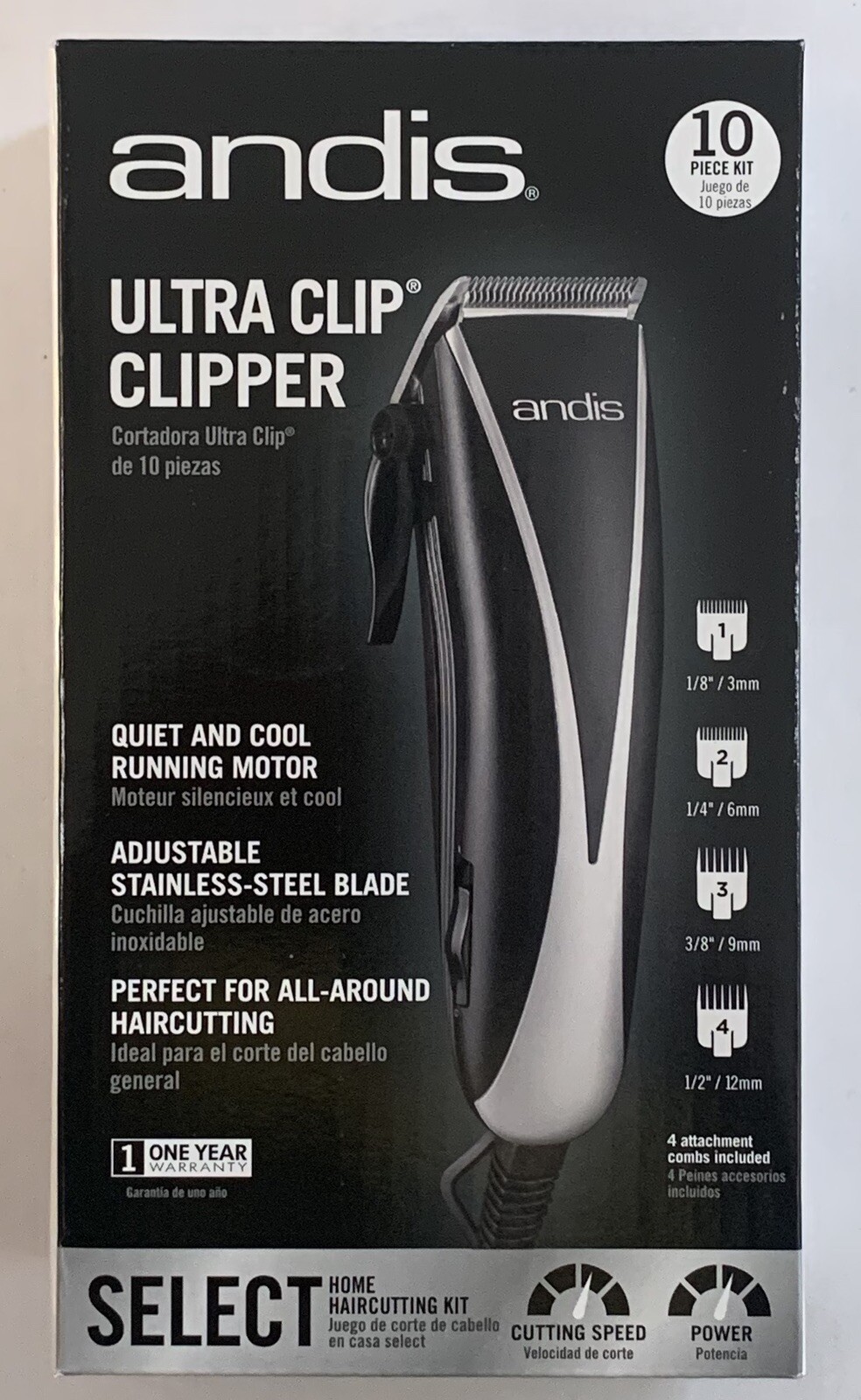 Andis Ultra Clip Clipper Home Haircutting Kit 10 Piece Kit Set Trimmer ...