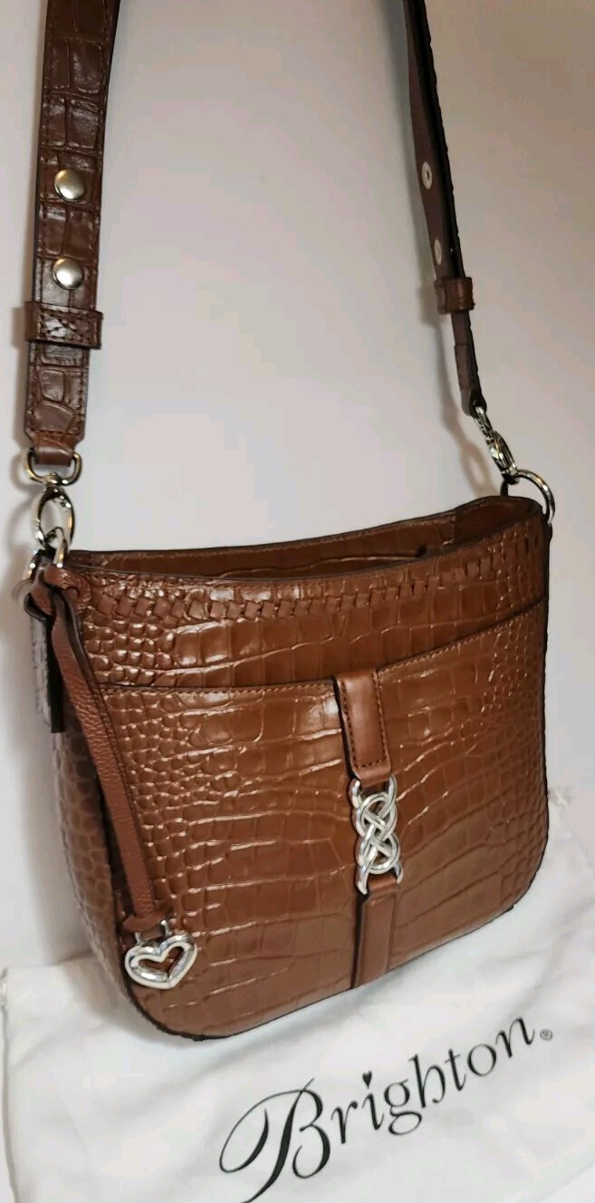 BRIGHTON INTERLOK COLLECTION KAYLA HANDSTITCHED CROSSBODY BURBON BROWN MINT $430 | eBay