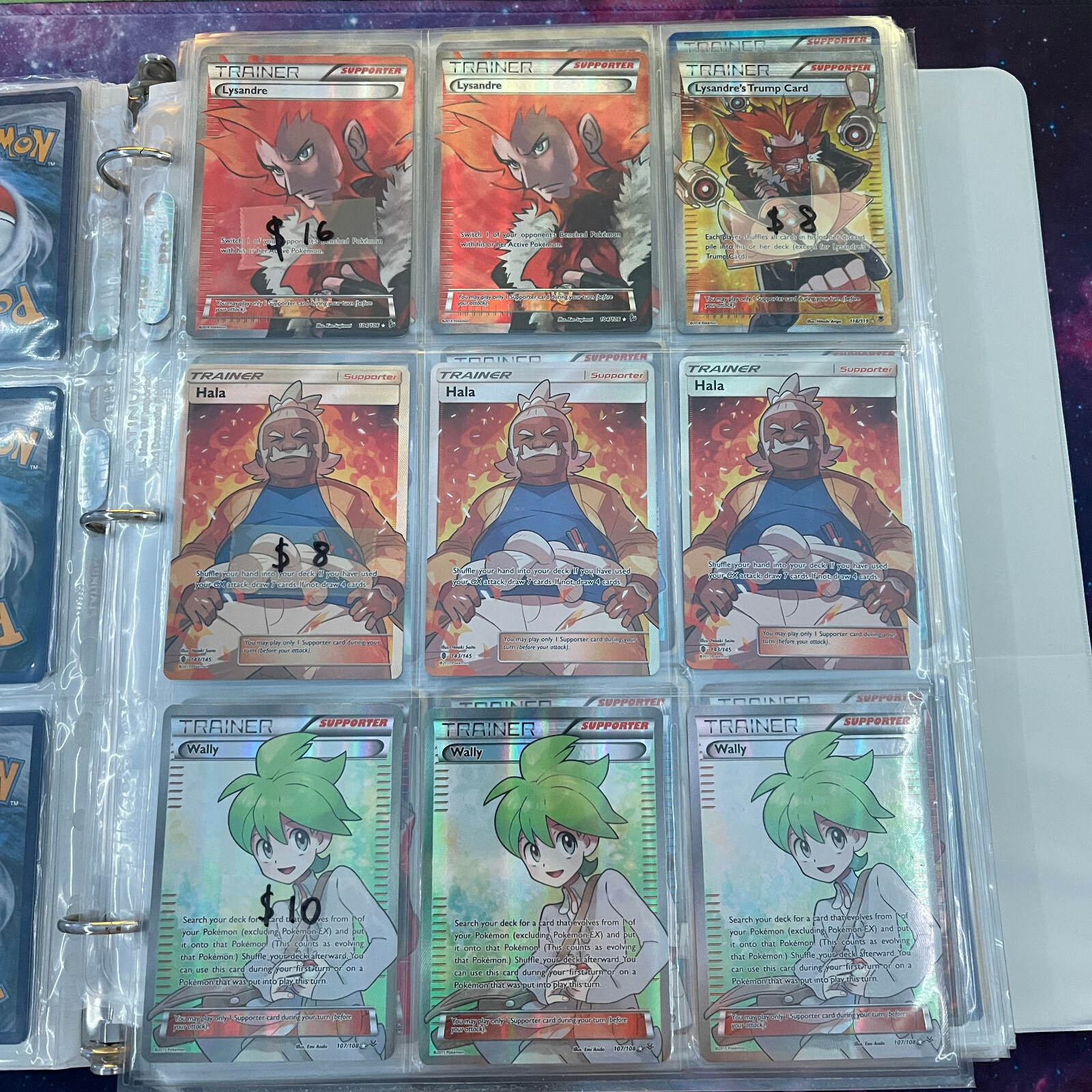 Pokemon TCG Full art Trainer Supporter Lysandre Trump Card Hala Wally ...