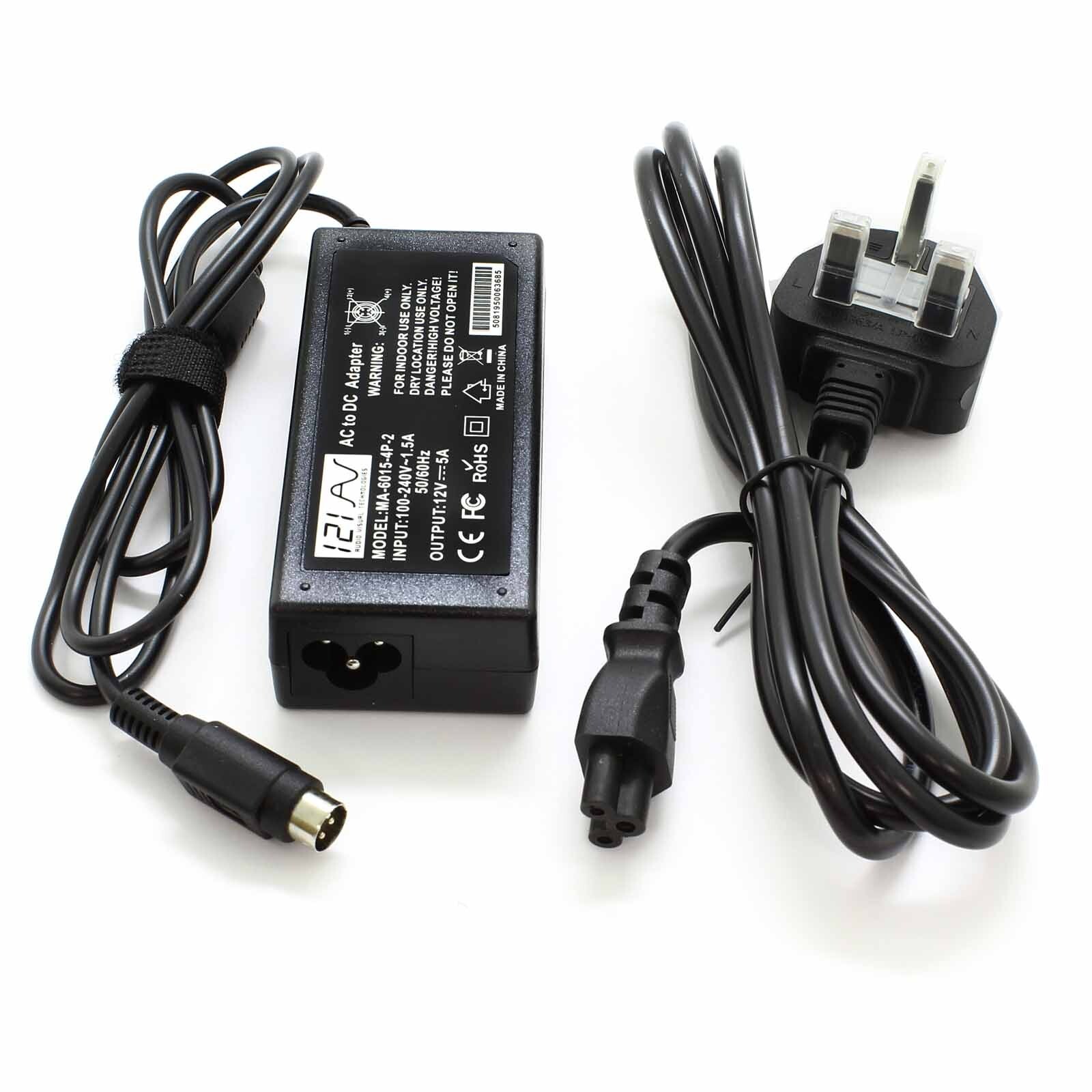 12V 5 Amp 4 Pin Socket Universal AC To DC Power Adaptor For LCD LAPTOPS ...