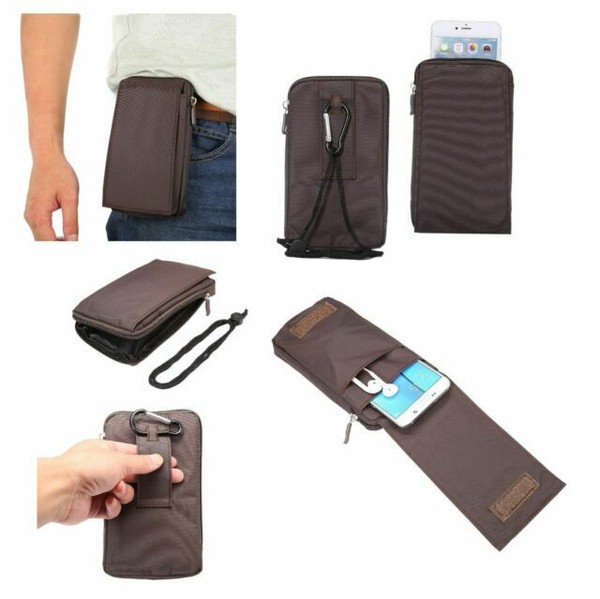 for ALCATEL OT-803 Brown Pouch Bag XXM 18x10cm Multi-functional ...