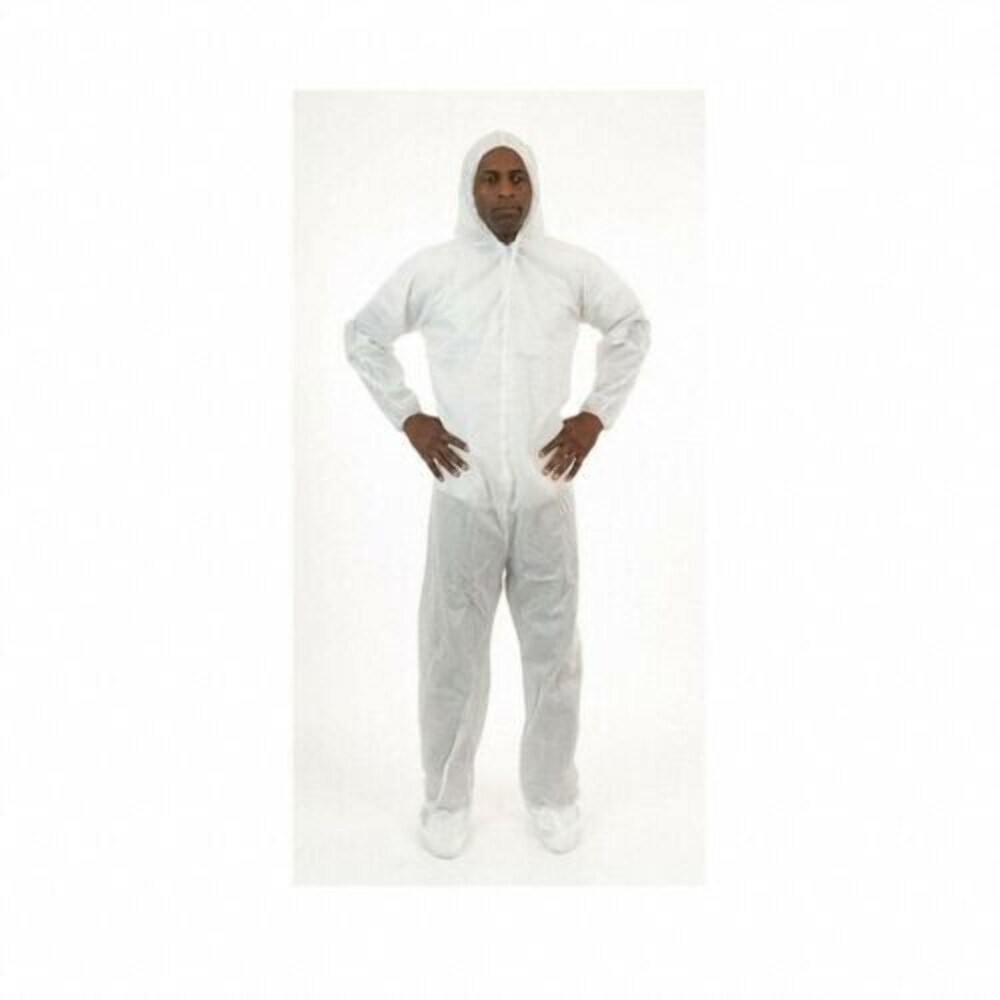 Spun Poly Coveralls with Hood and Boots, Elastic Wrists, White-6X - 25 ...