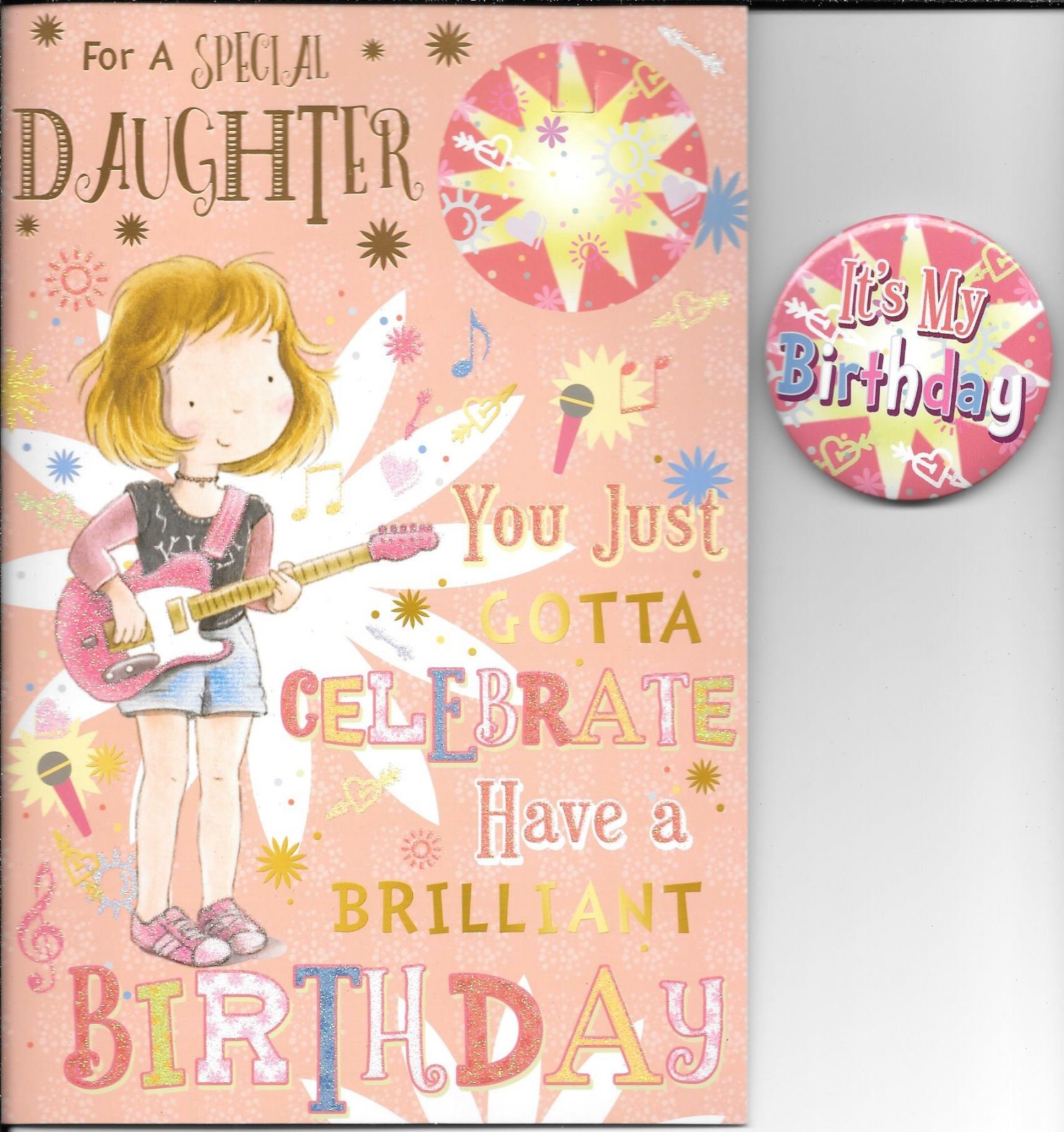 Daughter 10th Birthday Card & Badge Age 10 Today Design Size 9" X 6 ...