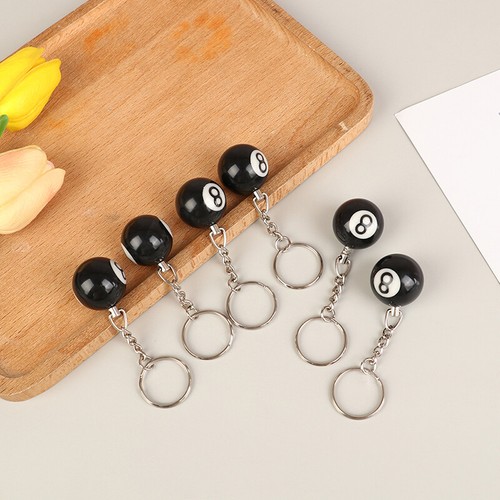 Creative Billiard Pool Keychain Table Ball Key Ring Lucky Black No.8 ...
