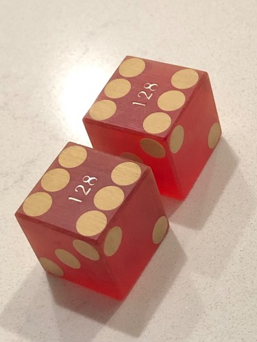 Old illegal club 128 ROOM casino beveled edge numbered dice pair 052523 ...