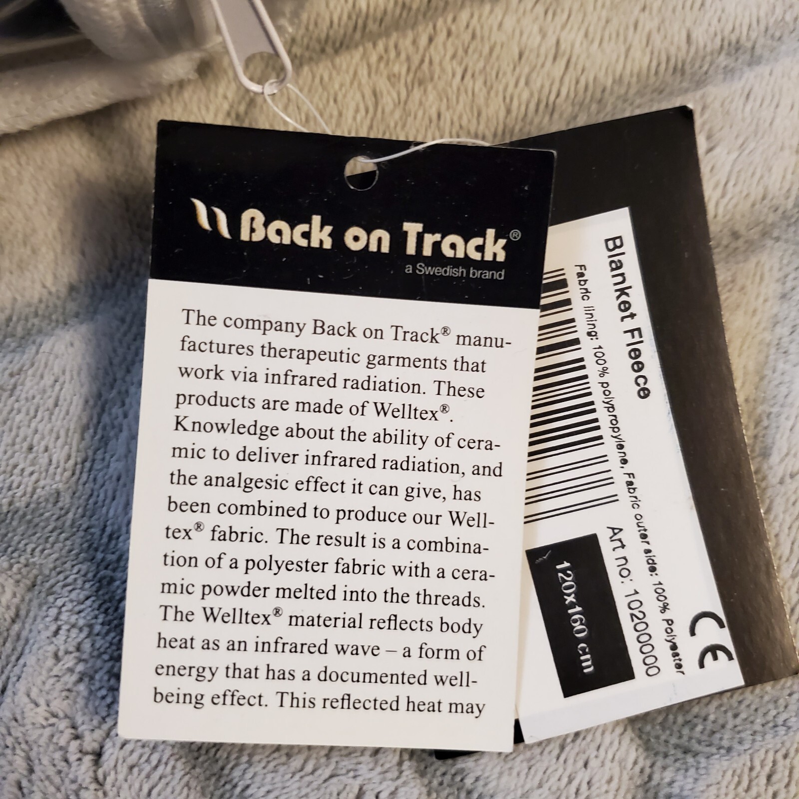 BACK ON TRACK Human 47 1/4" x 63" FLEECE Blanket Welltex Infrared ...