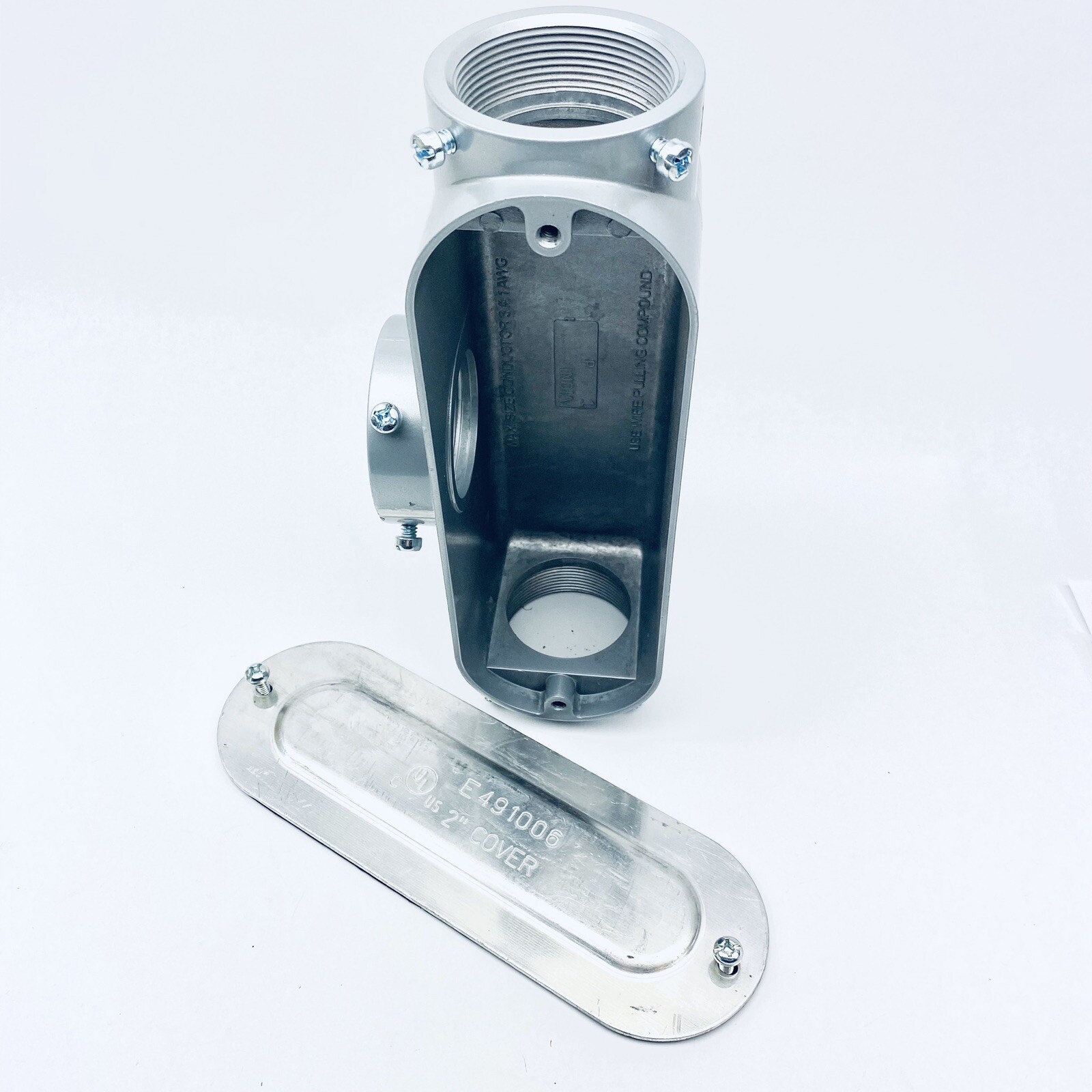 UL E491006 ALUMINUM RIGID THREADED CONDUIT BUDY 3 WAY OUTLET 2" WITH ...