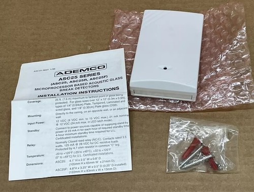 Ademco Honeywell ASC25 Acoustic Glass Break Sensor 25’ Wireless Range ⭐ ...