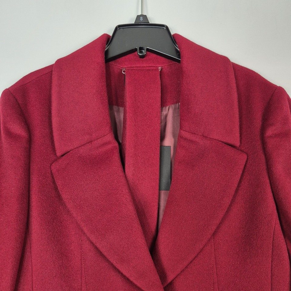 Katherine Kelly Women's Belted Coat Size 14 Cashmere Red Luxury Long ...