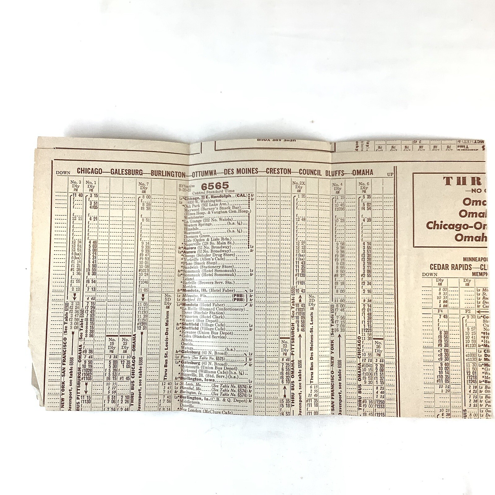 Continental Trailways Route And Time Schedules Oct. 1955 Vintage Bus ...