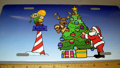 Novelty metal License Plate - Santa, North Pole, Elf, Tree - Christmas ...