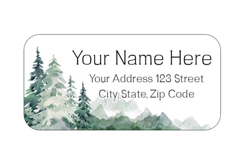 48 Mountains Trees Personalized Return Address Labels Stickers 1x2.125 ...