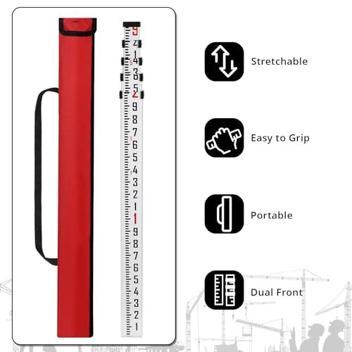 9/16Ft Aluminum Grade Rod 2 Sided Telescopic Leveling Aluminum Alloy ...