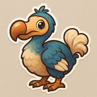 8x Dodo Stickers 9x9 cm Funny Bird Car Stickers Cartoon Fantasy Style ...