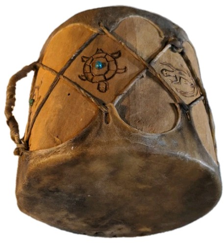 Native American Ceremonial Hand Drum 2 Sided Bongo Drum Hand Made-7 ...
