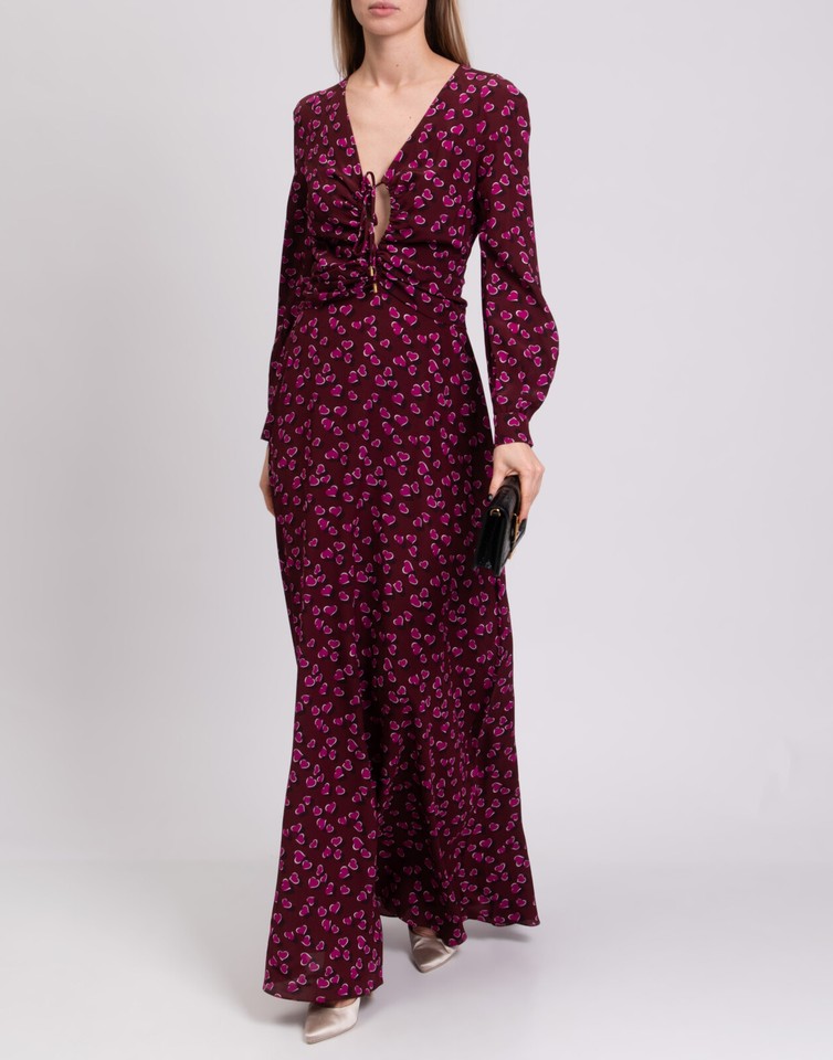 RRP €3500 GUCCI Silk Maxi Dress IT38 US2 UK6 XS Hearts Print Cut Out ...