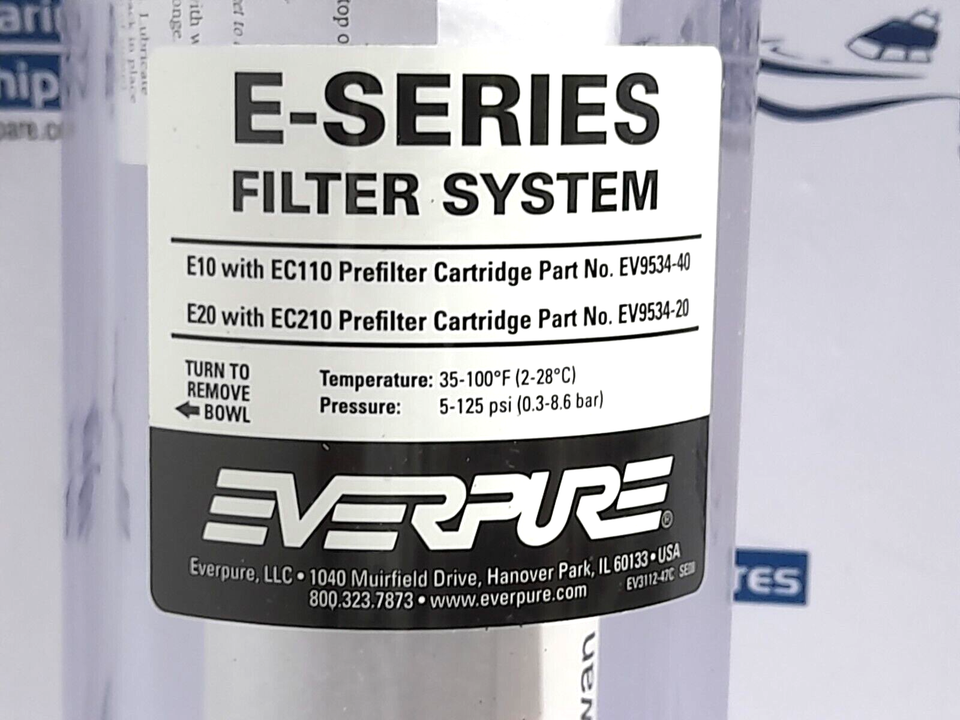 Pentair EV979590 E20 Prefilter 20” W/EC210 Everpure EV9795-90 Water ...