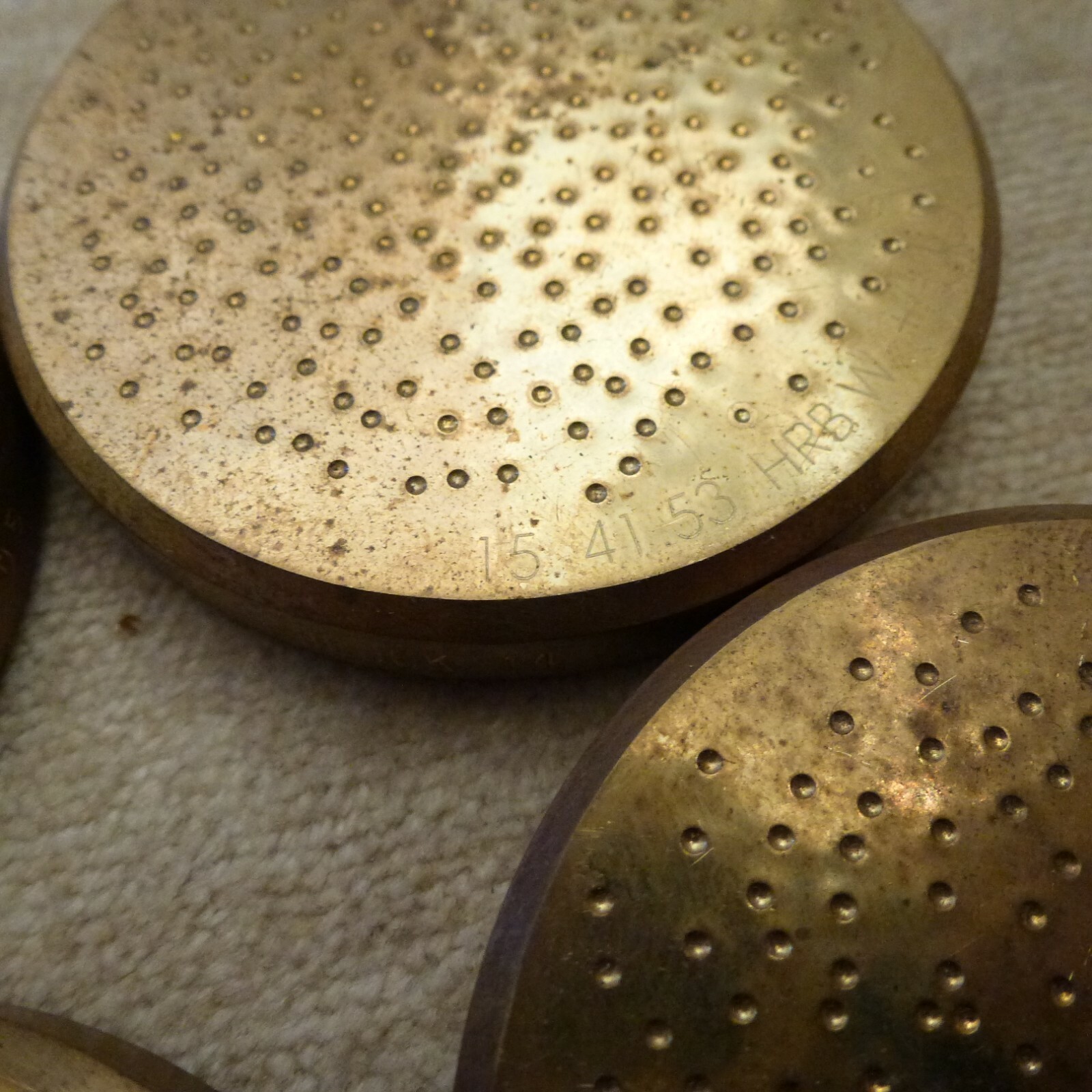 4 used brass Wilson Hardness Rockwell Standard Test Block one 13 three ...