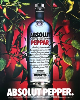 1990 ABSOLUT PEPPER VODKA Genuine Vintage Print Advertisement 10" x 12" | eBay