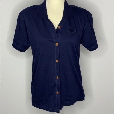 Vintage 90s Barter & Wells Button Up Shirt S Petite Blue Collared V ...