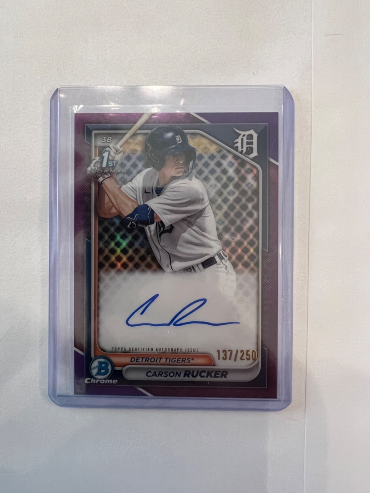 2024 bowman chrome carson rucker purple refractor 1st bowman auto 137/ ...
